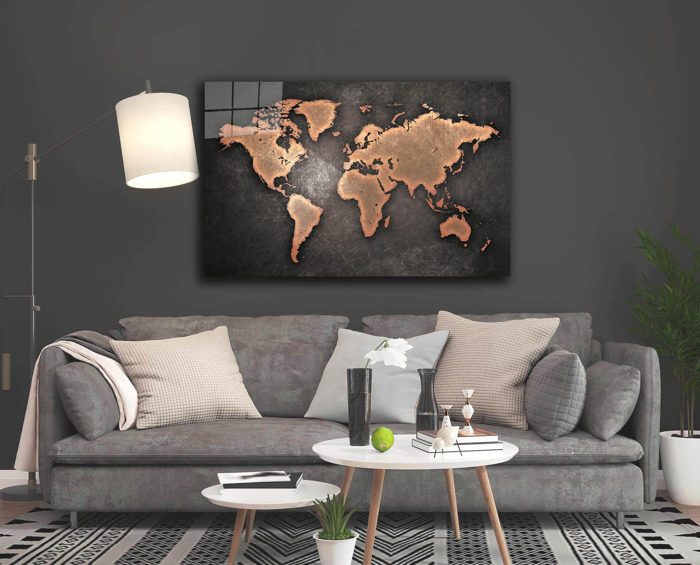 World Map Glass Wall Decor, Office Décor, Interior Designs, Home Office ...