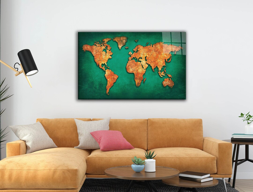 World Map Glass Wall Decor, Office Décor, Interior Designs, Home Office ...