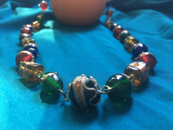 Multi Colored Beaded Boho Style Vintage Necklace 24” - Gem