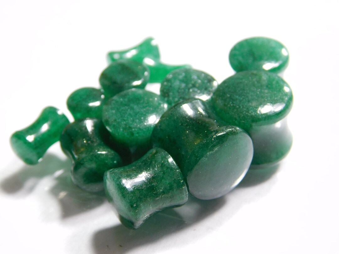 Green Jade Plugs Gauges,jade Stone Plugs,pair of Beautiful Green Jade ...