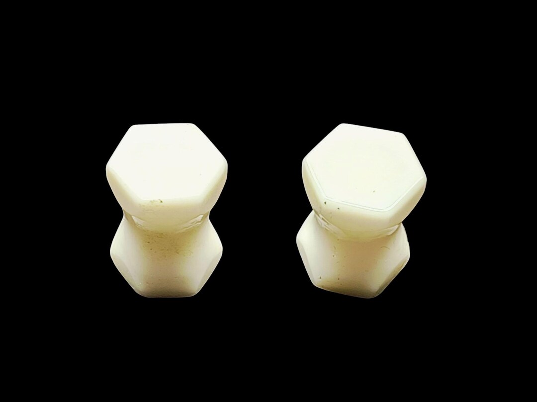 White Bone Hexagon Plug Duble Flar Handmade Stone Earrings Flare Stone ...