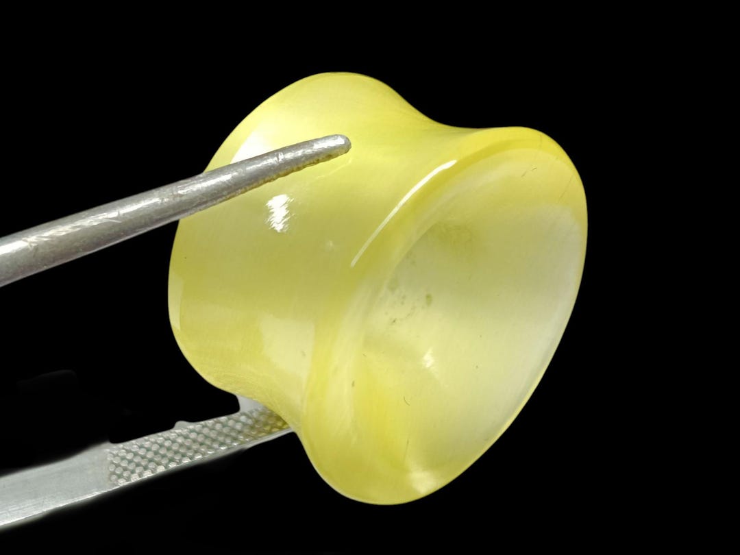Yellow Cats Eye Plug Hole Duble Flare Colours Stone Double Flare Plugs ...