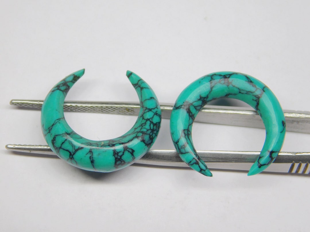Green Turquoise Stone Smooth Plain Pinchers Stretcher Septum Nose Ring ...