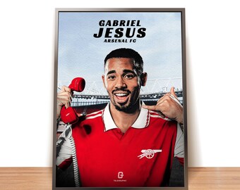 Gabriel Jesus Arsenal Football Poster Gift, Gift for Him/her, Arsenal ...
