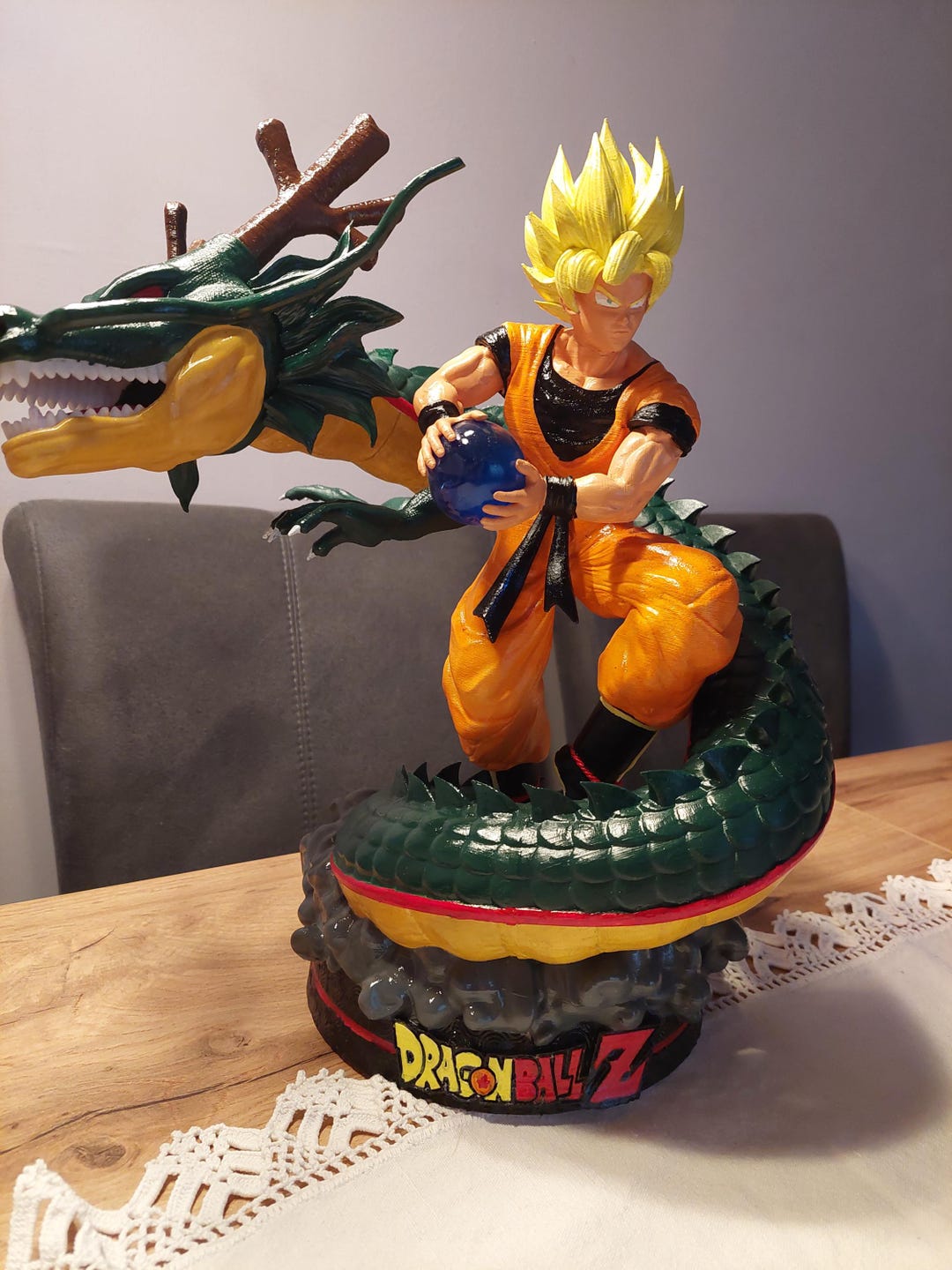 Epic 3D Printed Son Goku Figure With Shenlong Hand Painted Collectible ...