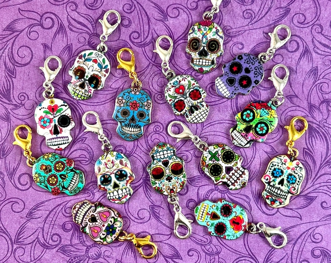 Skull Zipper Pull, Skull Zipper Charm, Backpack Charm, Stocking Stuffer ...