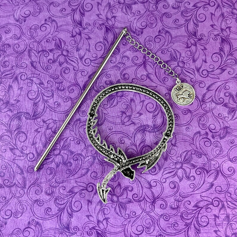 Zodiac Medieval Dragon Hair Hoop & Pin cloak Pin - Etsy