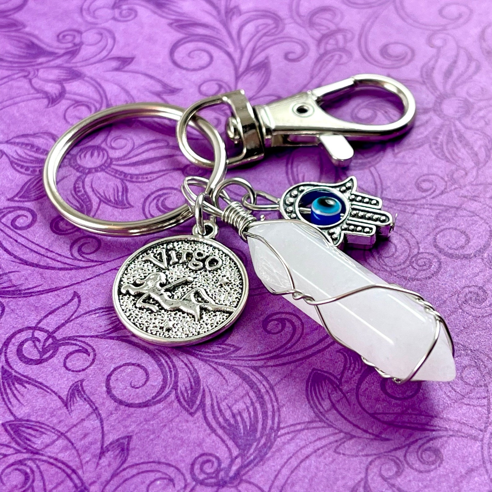 Personalized Zodiac Quartz Keychain - Etsy