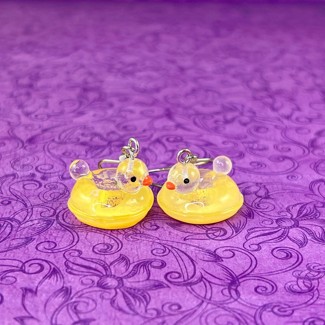 Yellow Ducky Floaty Earrings Kawaii, Summer Earrings, Inner Tube, River ...