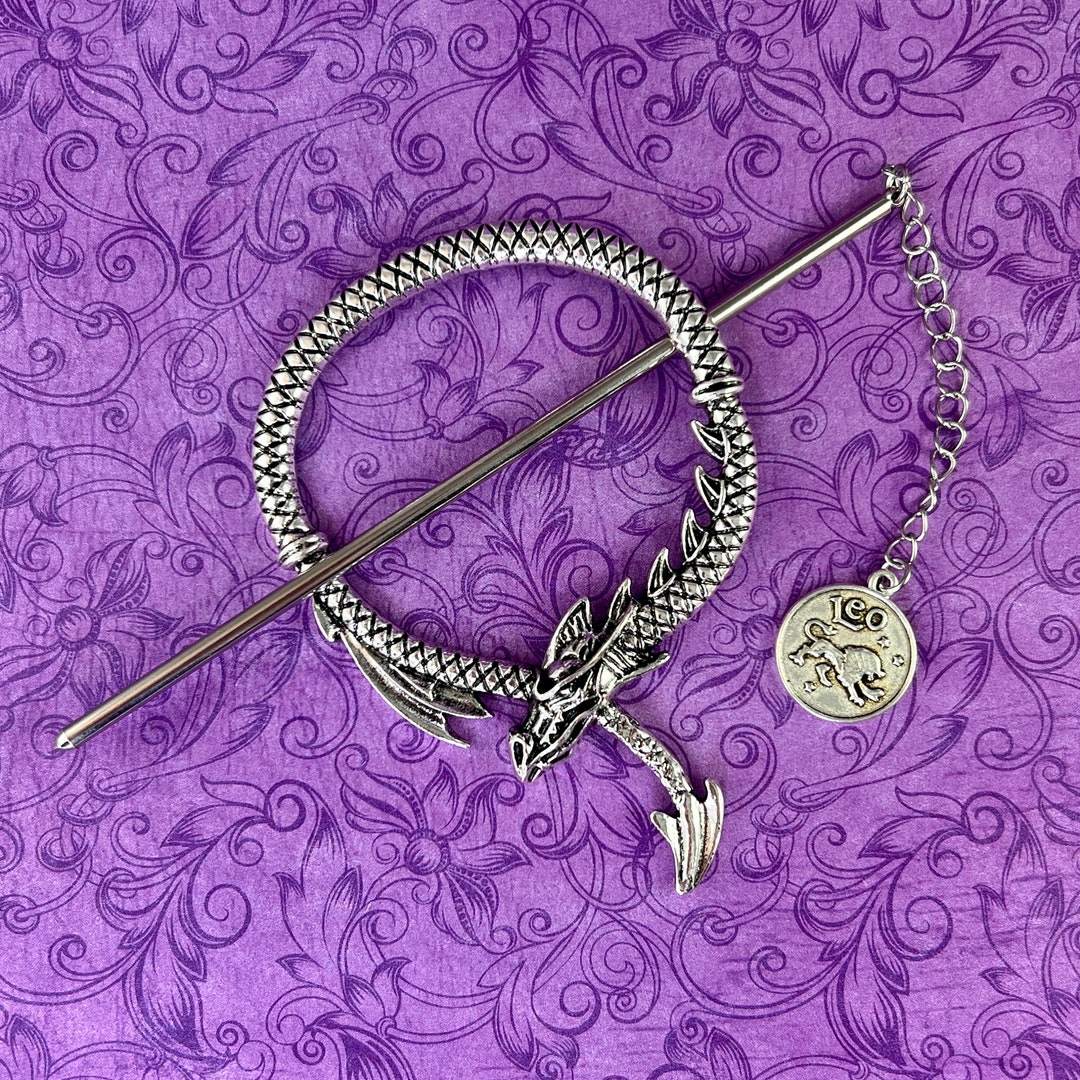 Zodiac Medieval Dragon Hair Hoop & Pin cloak Pin celtic-elven-elf-fairy ...