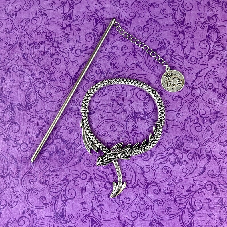 Zodiac Medieval Dragon Hair Hoop & Pin cloak Pin - Etsy