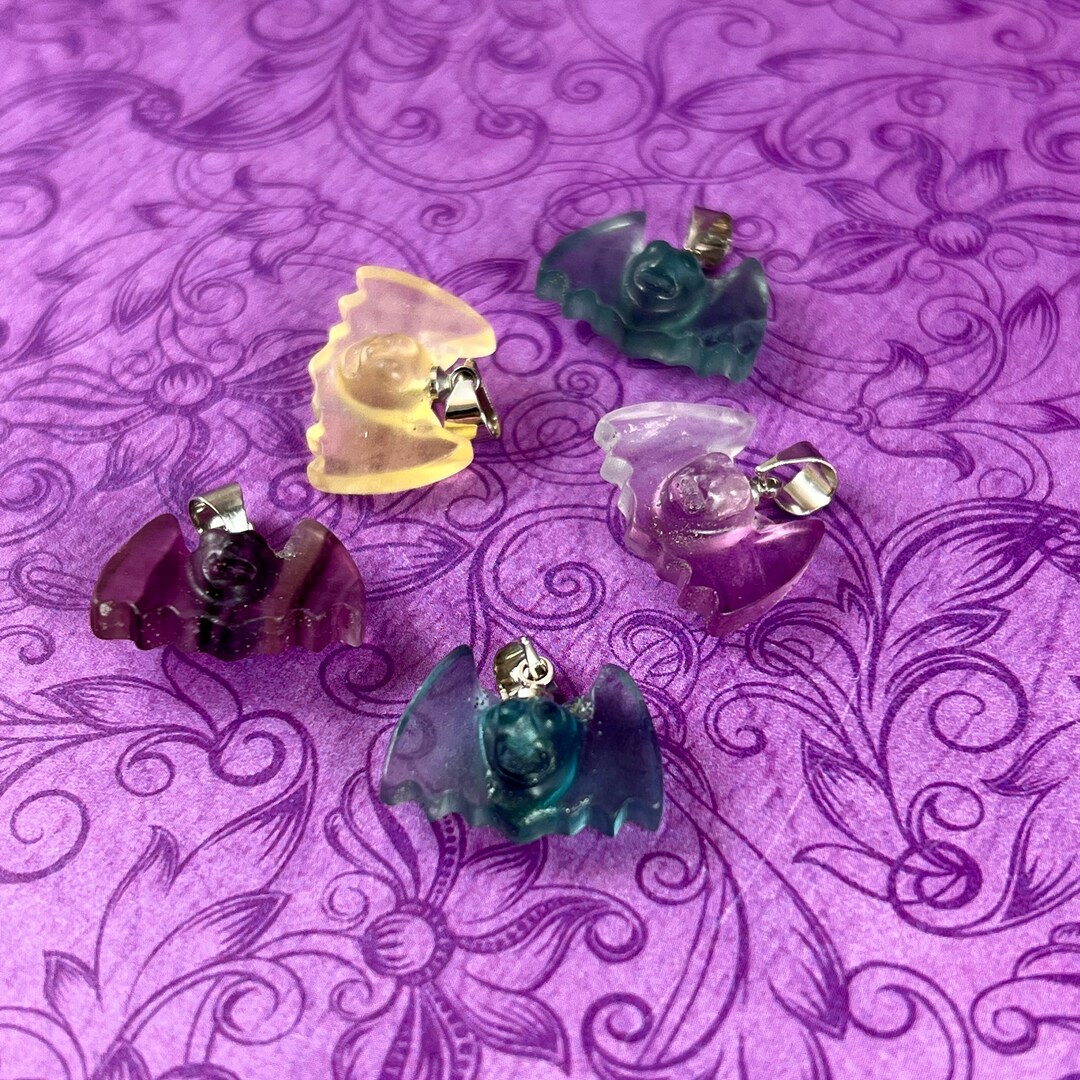 Fluorite Bat Necklace Halloween Jewelry Ghosts Bats - Etsy