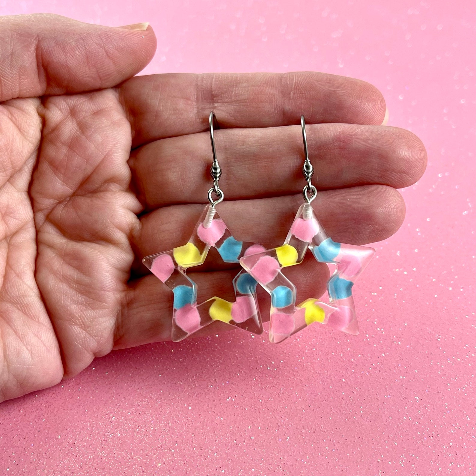 Retro Mod Star Earrings Resin Acrylic Magic Cosplay Goth | Etsy