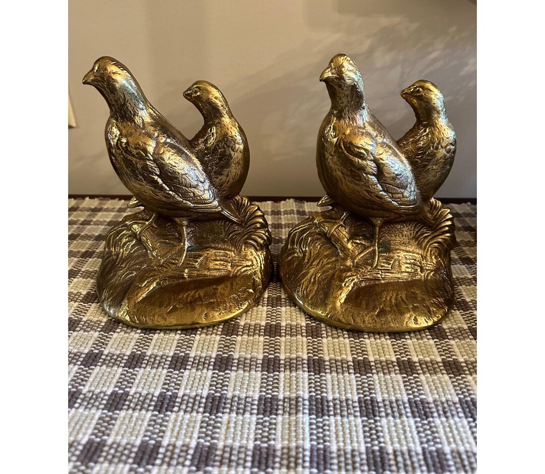 Vintage 1960s Quail Brass Bookends Historical Williamsburg English ...