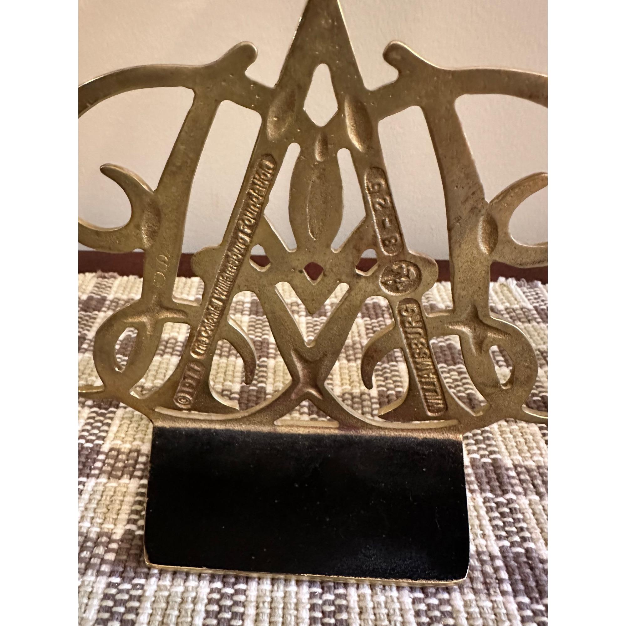 1977 Williamsburg Foundation Brass Bookends by Virginia Metalcrafters ...