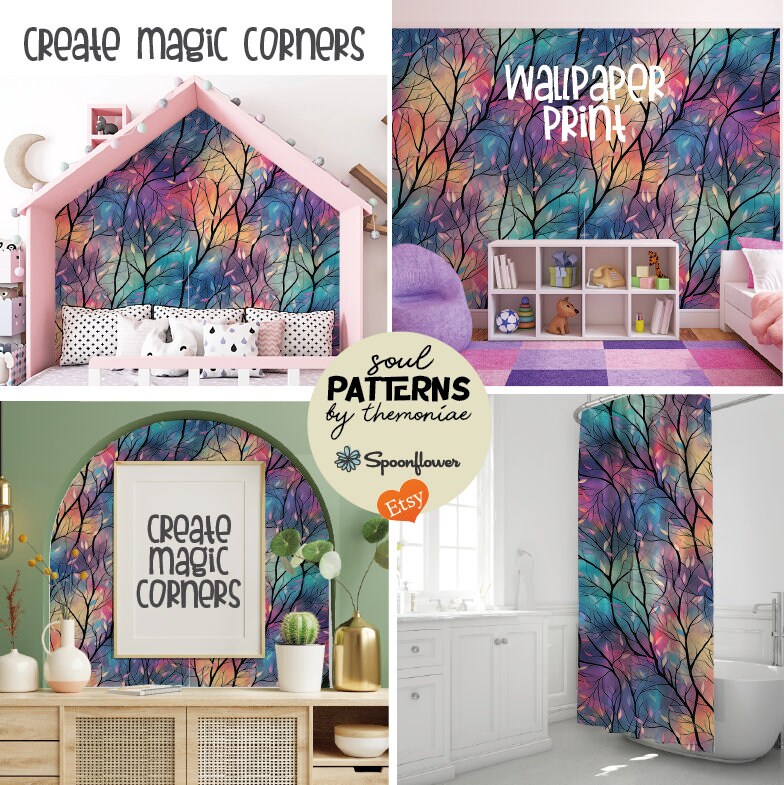 Rainbow Forest Groove Seamless Pattern Digital Texture Trees - Etsy