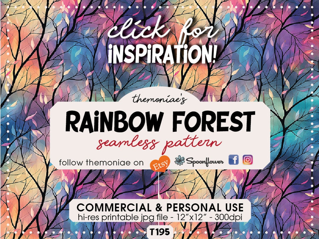 Rainbow Forest Groove Seamless Pattern Digital Texture Trees Repeating ...