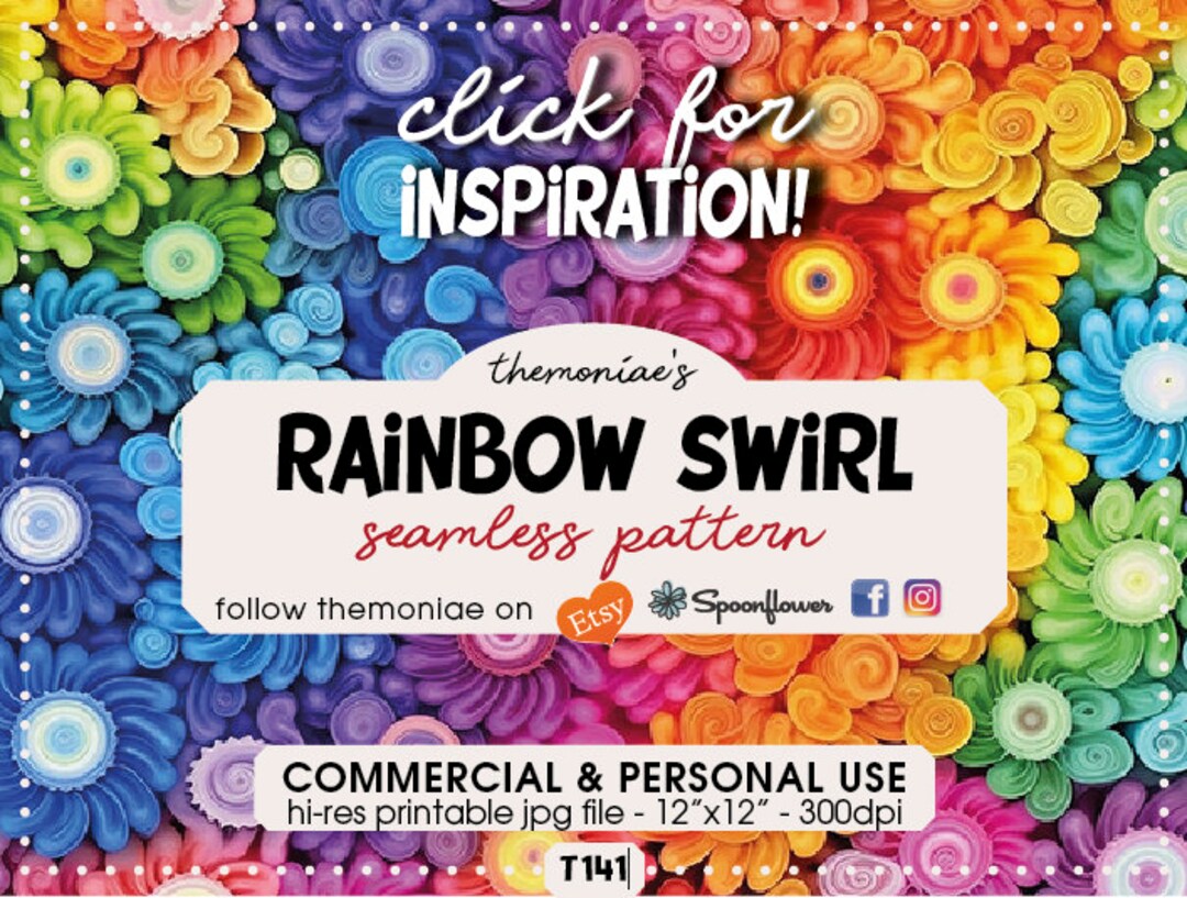 Rainbow Flowers Swirl Seamless Pattern Digital Texture Rainbow - Etsy
