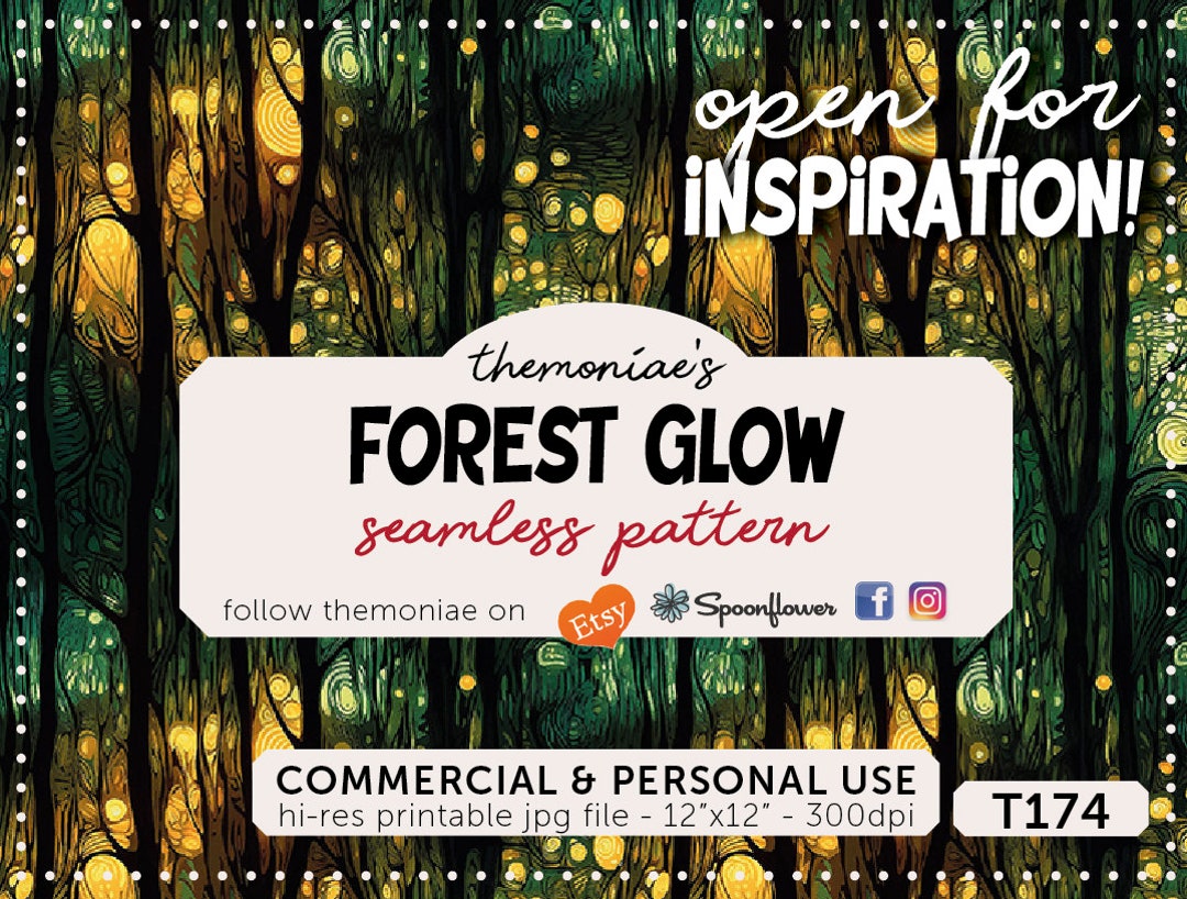 Enchanted Forest Seamless Pattern Psychedelic Trees Digital Paper Night ...