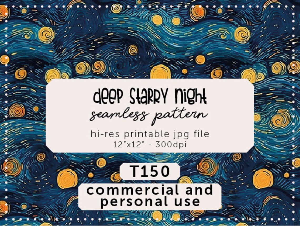 Starry Night Seamless Pattern Night Sky Digital Paper Download Stars ...