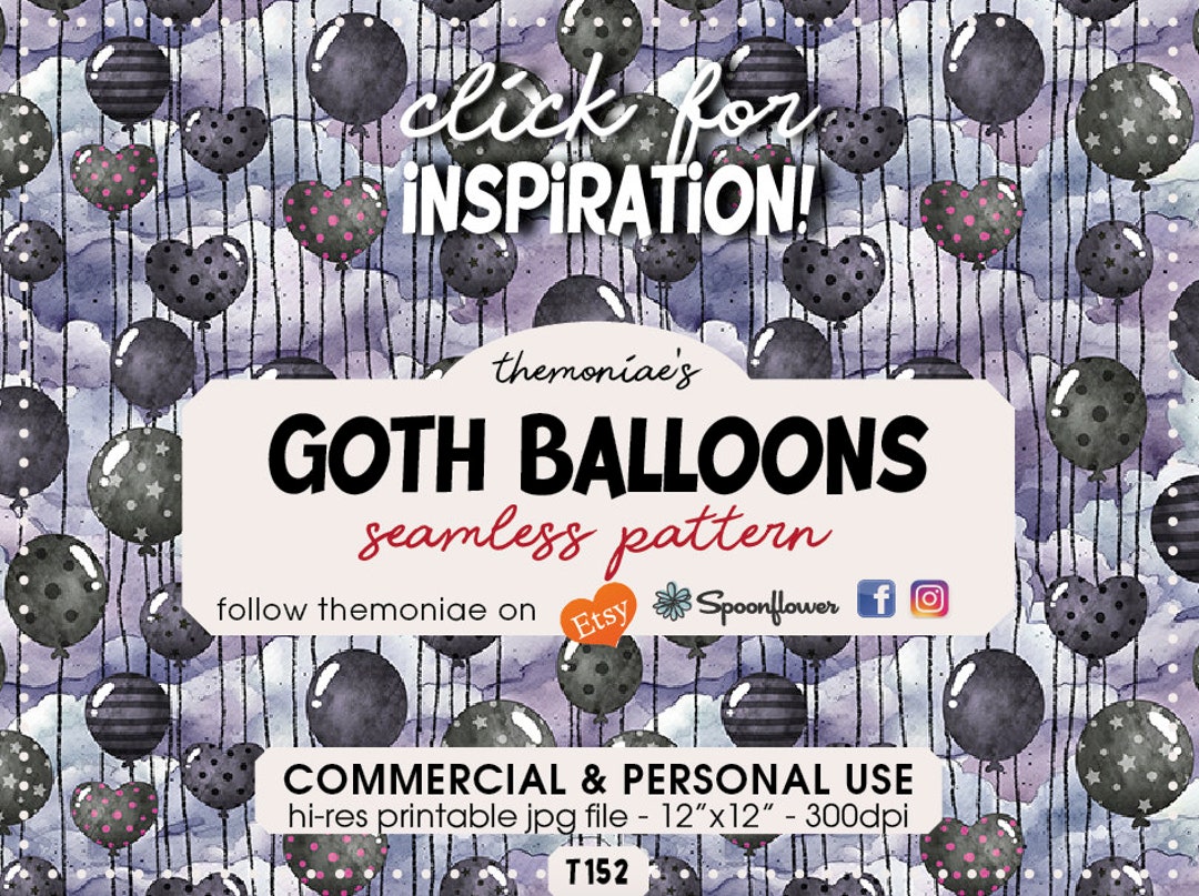 Goth Balloons Seamless Pattern Witchcraft Digital Paper Download ...