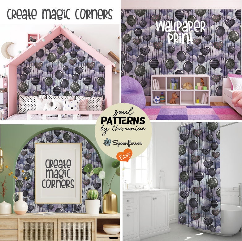 Goth Balloons Seamless Pattern Witchcraft Digital Paper - Etsy