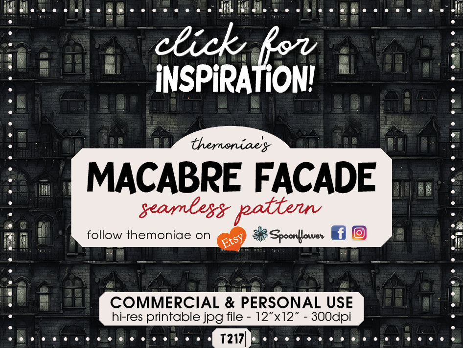 Dark Goth Buildings Facade Seamless Pattern Macabre Victorian Digital ...