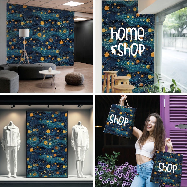 Starry Night Seamless Pattern Night Sky Digital Paper Download Stars ...