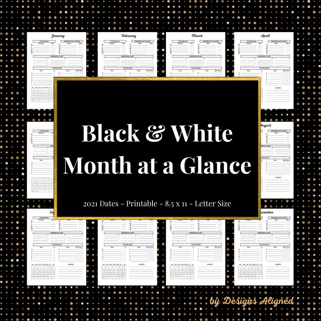 2022 Month at a Glance Printable Planner Budget Planner Habit Tracker ...