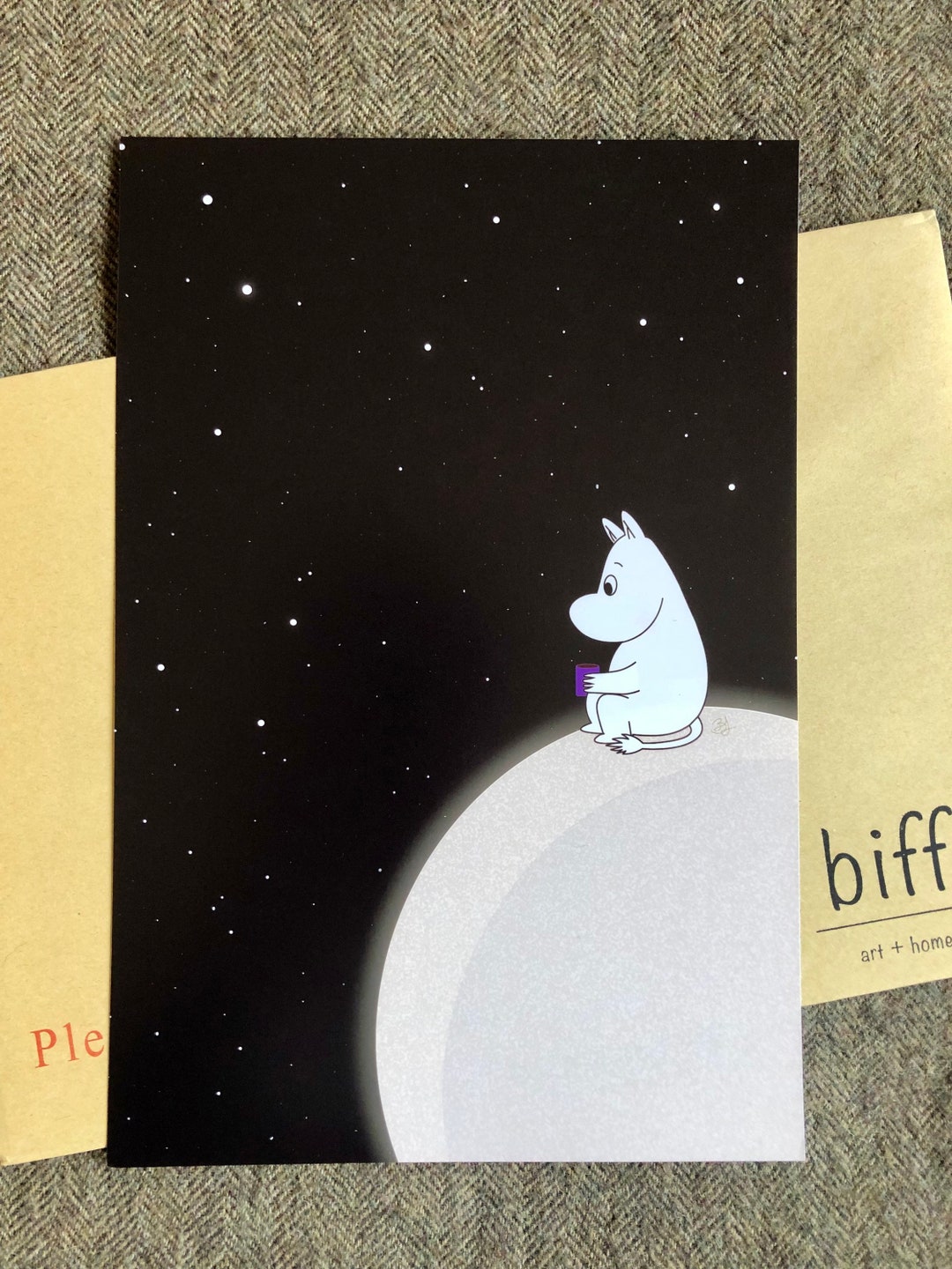 Moomin drinking tea on the moon, A5, A4 print - Etsy Österreich