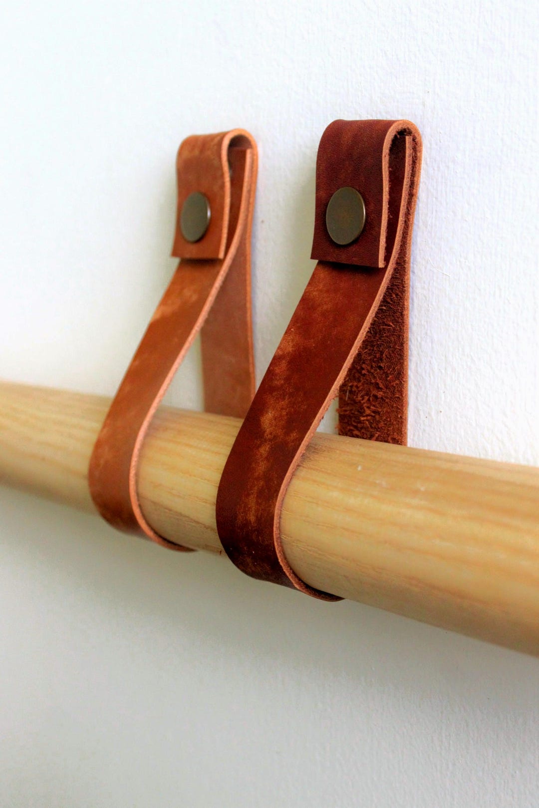 Leather Wall Mount Strap With Decorative Button - Etsy UK