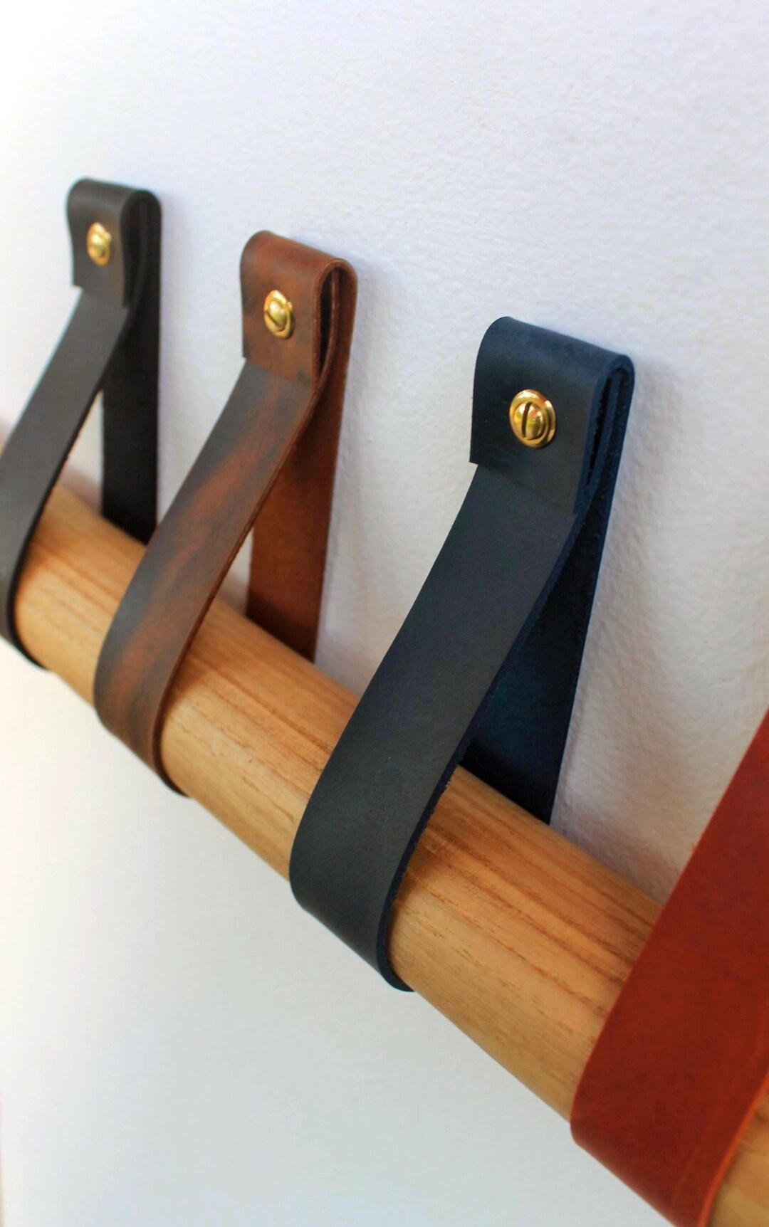 Leather Shelf Straps - Minimalist Floating Shelf Hardware - Modern Wall ...
