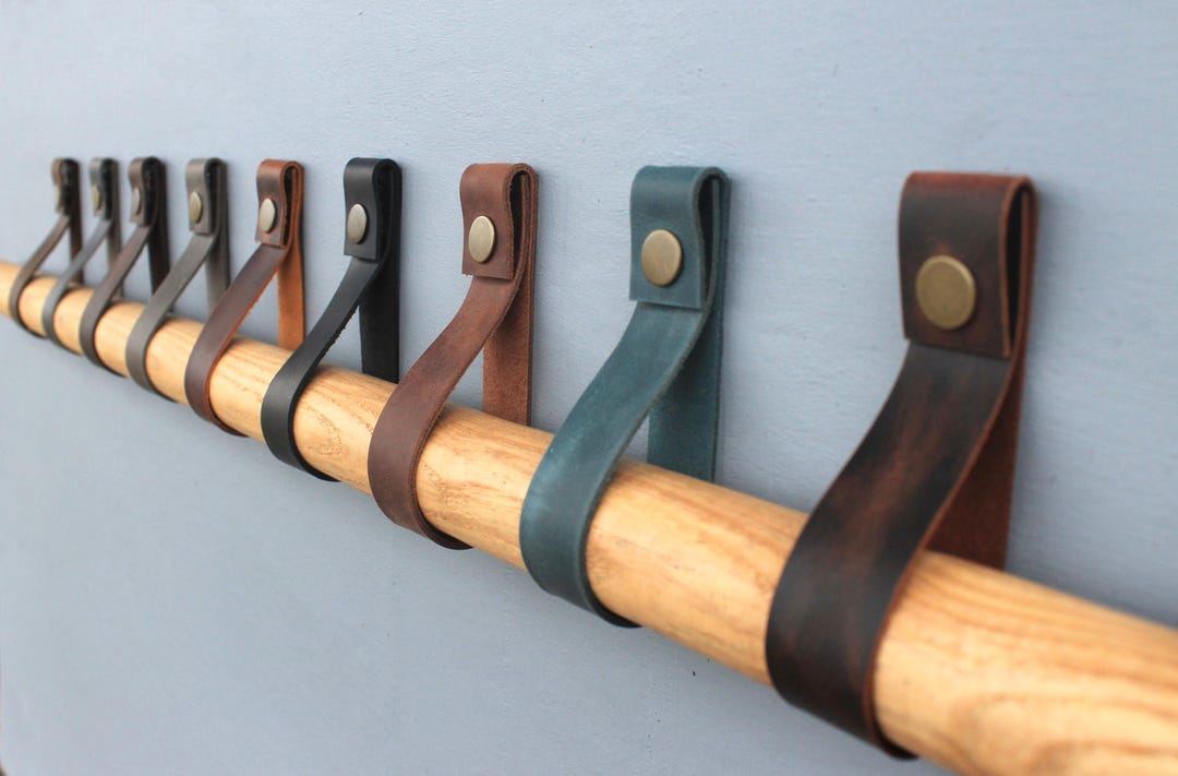 Leather Wall Strap, Leather Strap, Leather Strap Hanger, Leather Wall ...