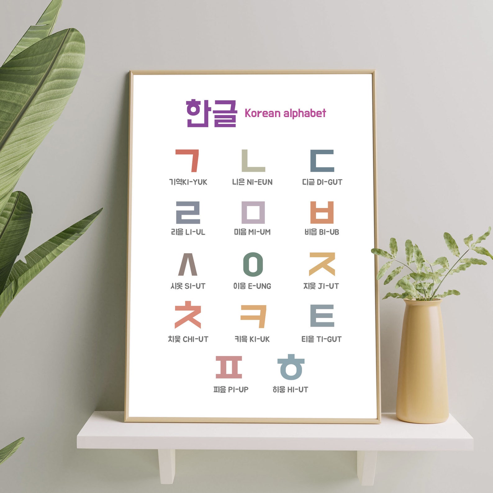 Korean Alphabet Printable Downloads, Korea Hangul Poster, Hangul Study ...