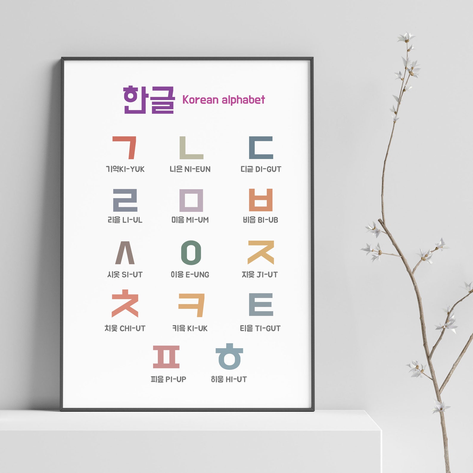 Korean Alphabet Printable Downloads, Korea Hangul Poster, Hangul Study ...