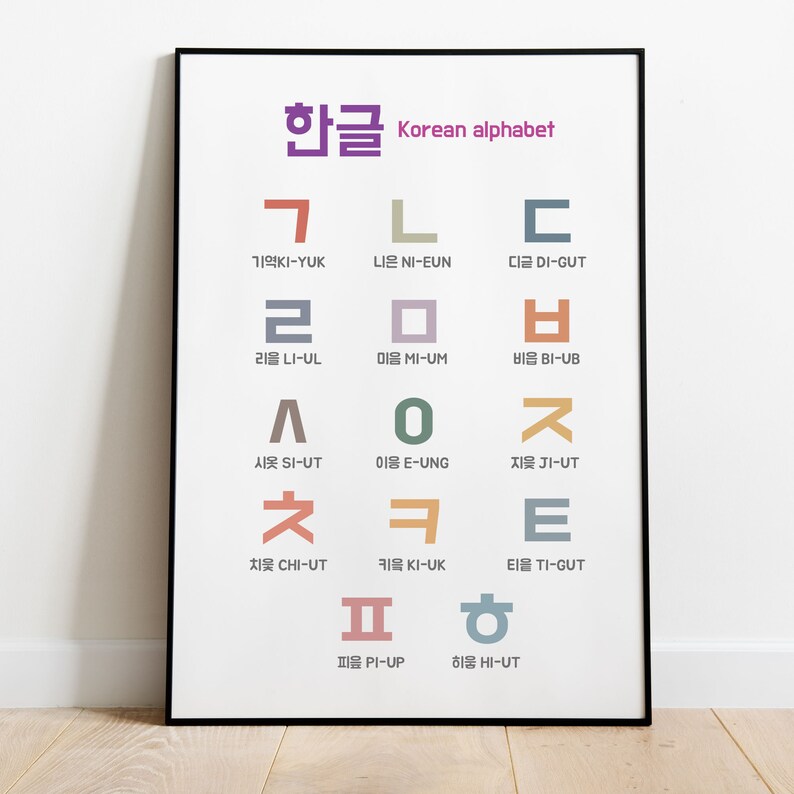 Korean Alphabet Printable Downloads, Korea Hangul Poster, Hangul Study ...