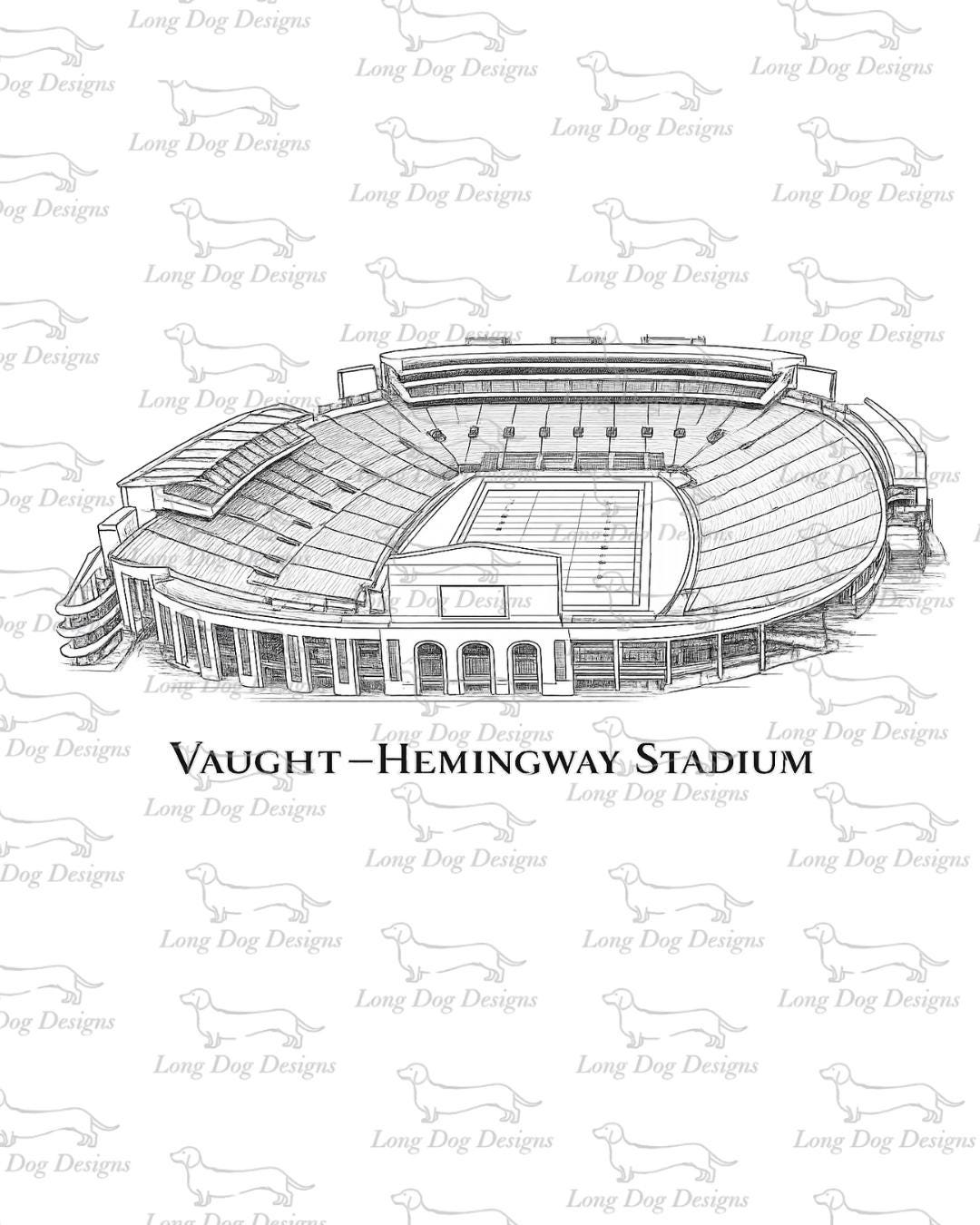 Ole Miss Vaught–hemingway Stadium Outline - Etsy