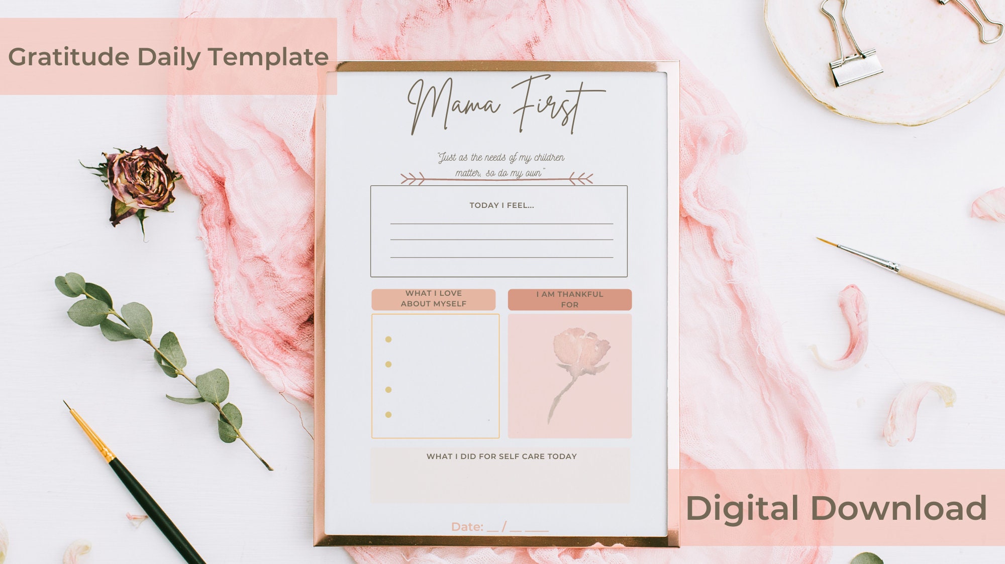 Mamafirst Daily Gratitude Journal Template for Moms, and Postpartum ...