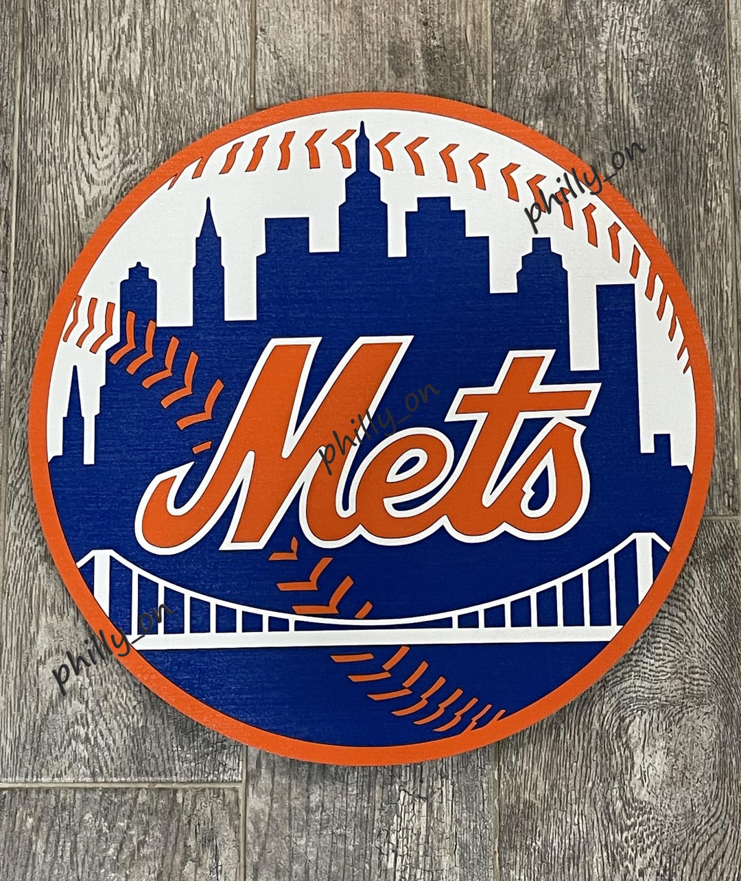 MLB New York Mets Team Logo Wood Sign Wall Decor Handmade Laser Cut Out ...