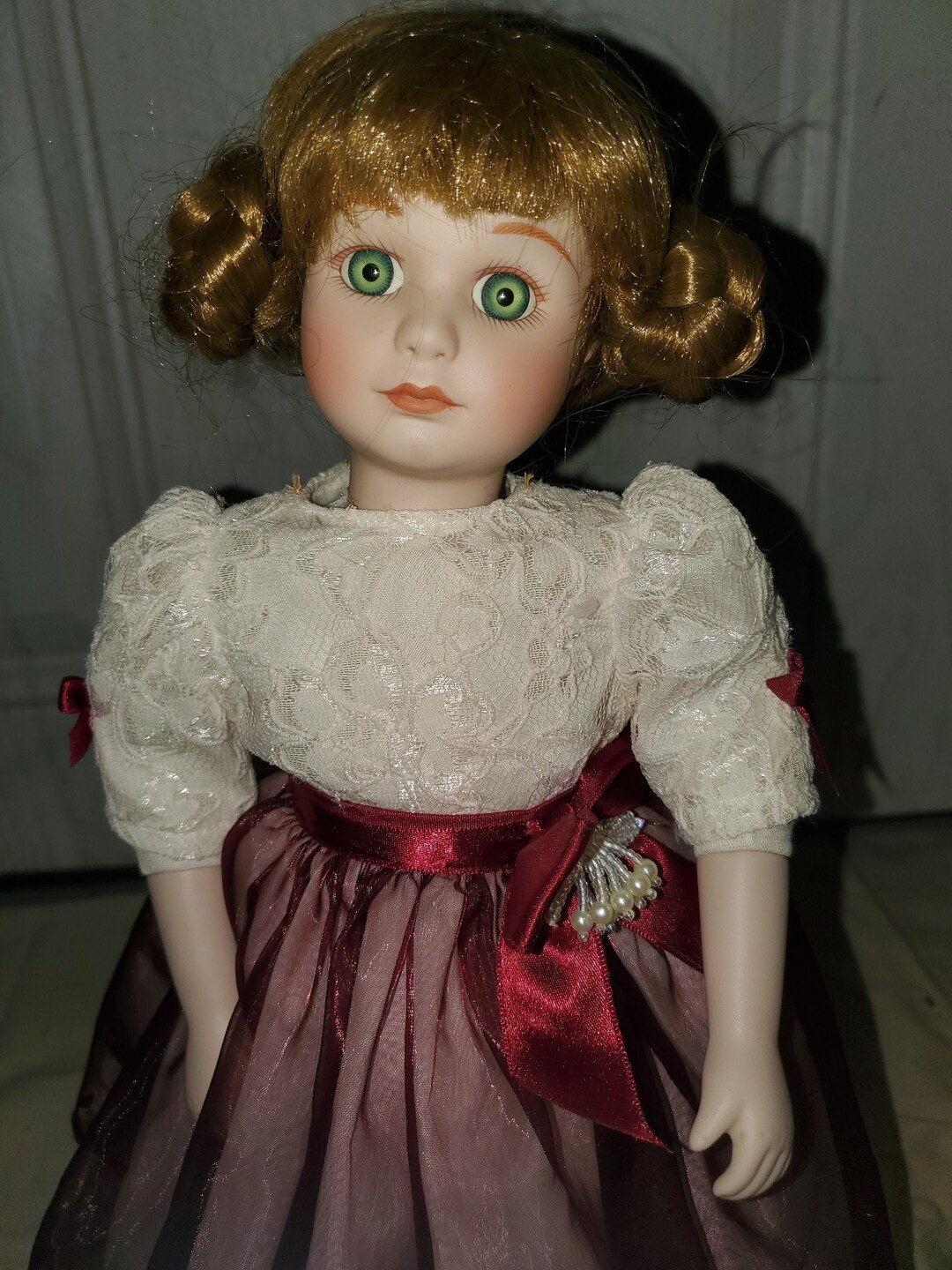 16" Porcelain Doll Red Hair and Green Eyes "laya" - Etsy