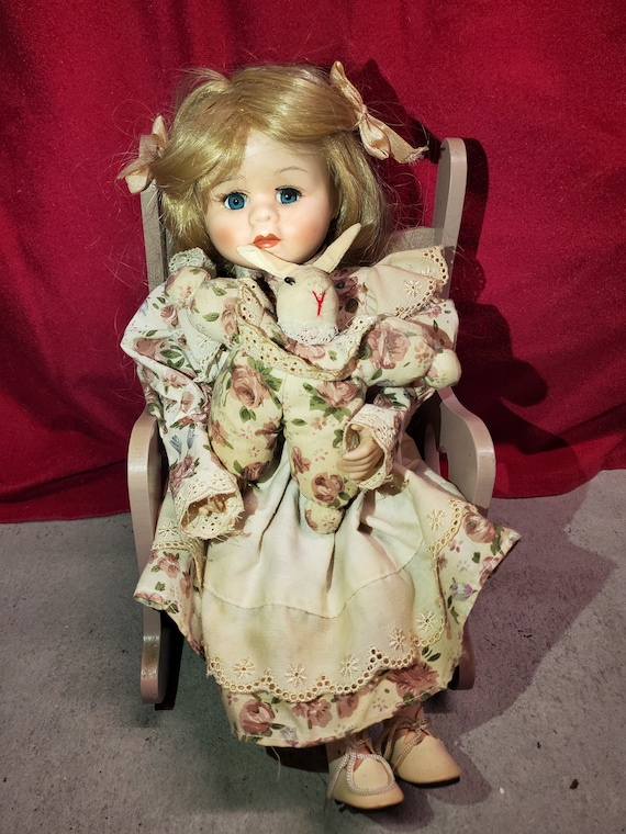 13 Porcelain Doll Blonde Hair Blue Eyes Musical - Etsy