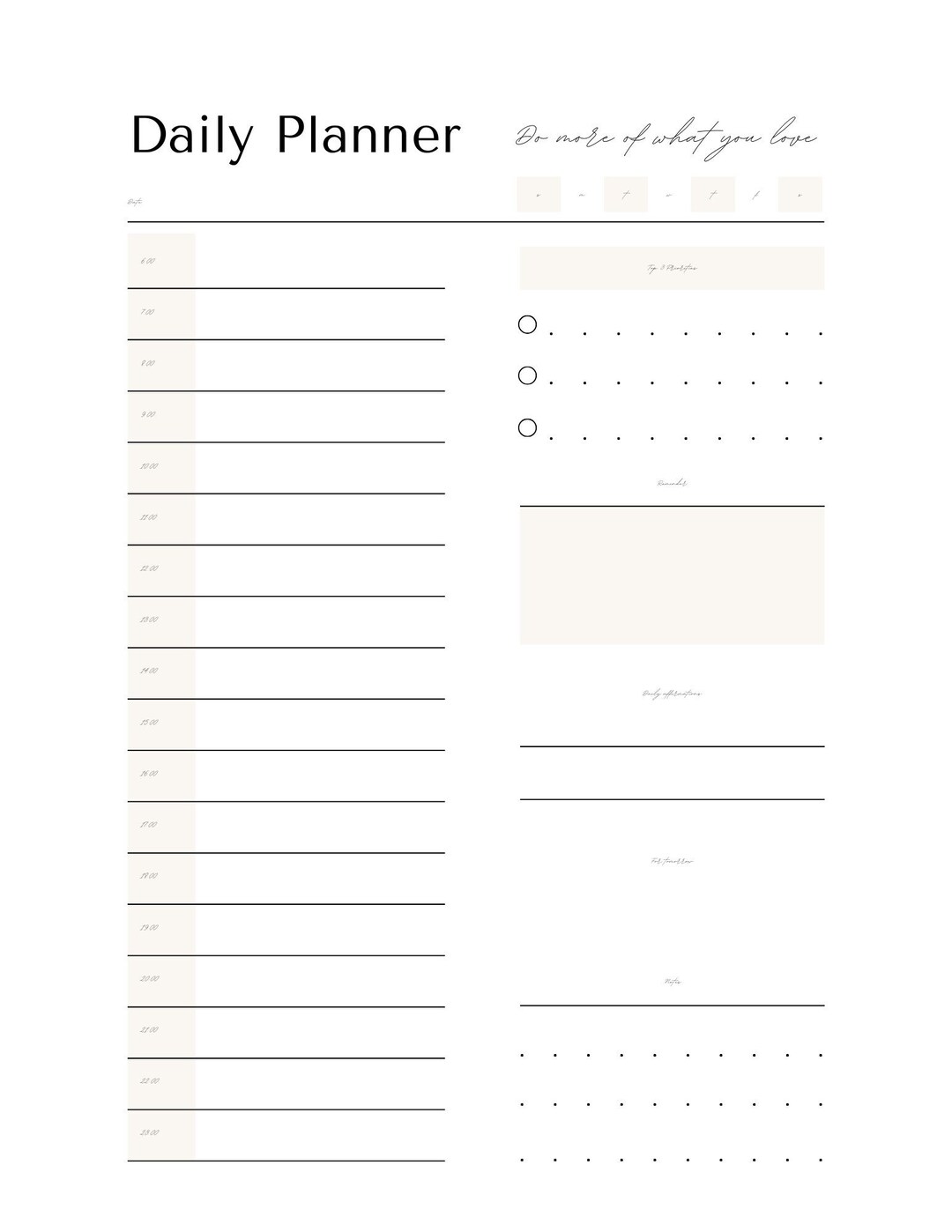 Editable Printable Daily Planner - Etsy