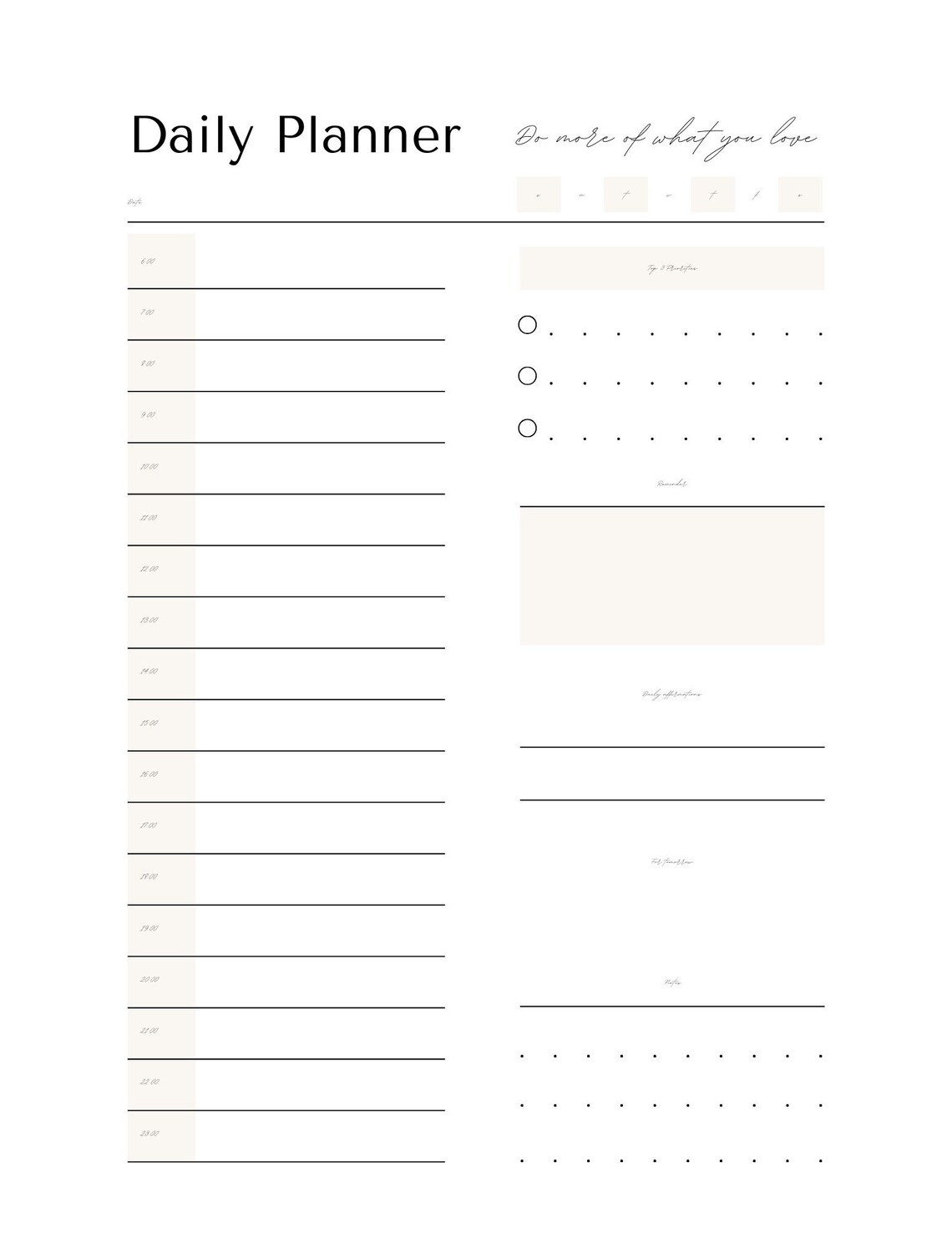 Editable Printable Daily Planner - Etsy