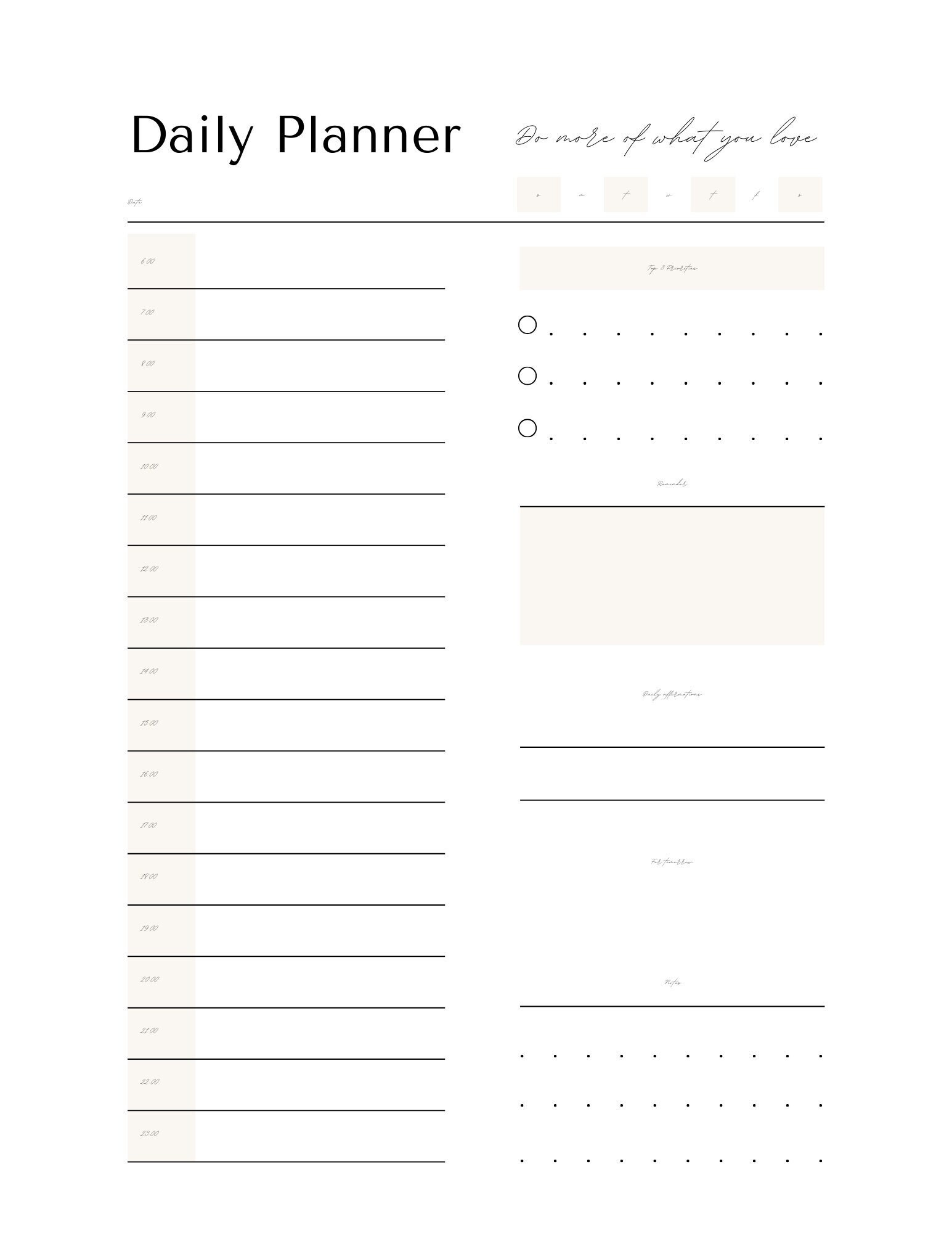 Editable Printable Daily Planner - Etsy