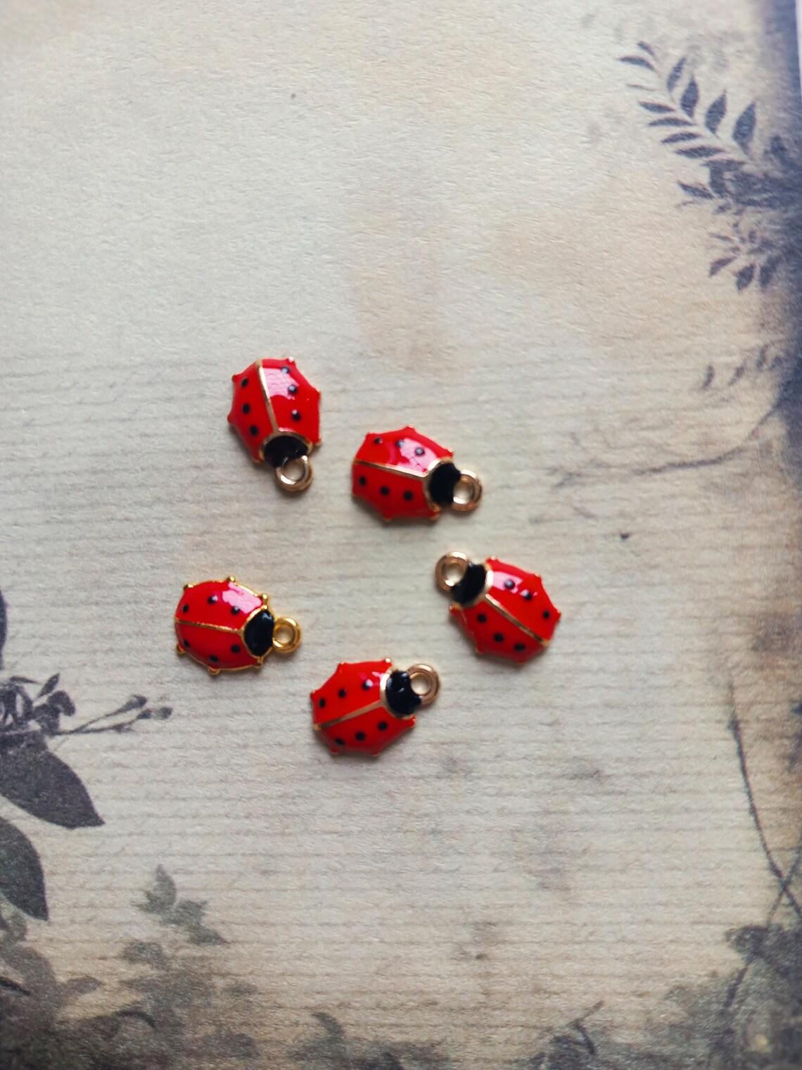 5 Enamel Ladybird Charms, Craft & Jewellery Making Supplies, Ladybug ...