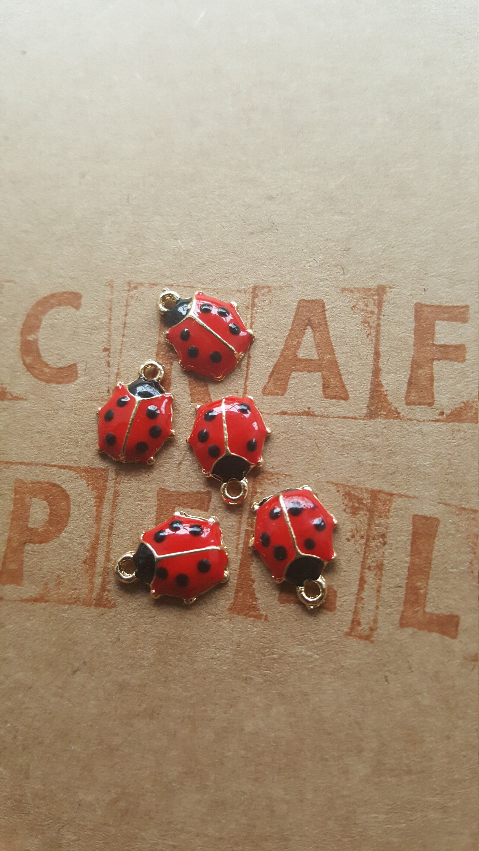 5 enamel Ladybird charms Craft & Jewellery making supplies | Etsy
