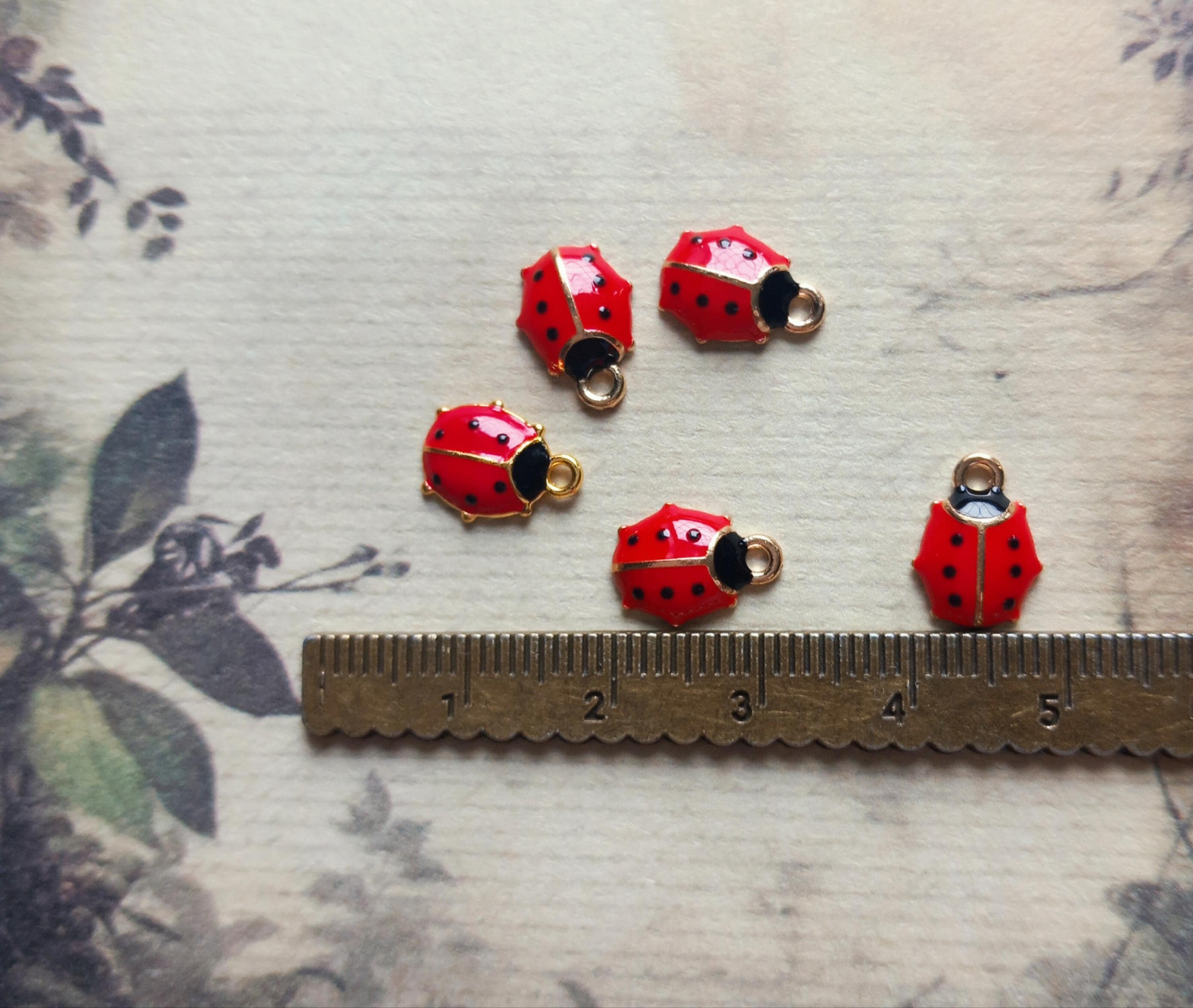 5 Enamel Ladybird Charms, Craft & Jewellery Making Supplies, Ladybug ...