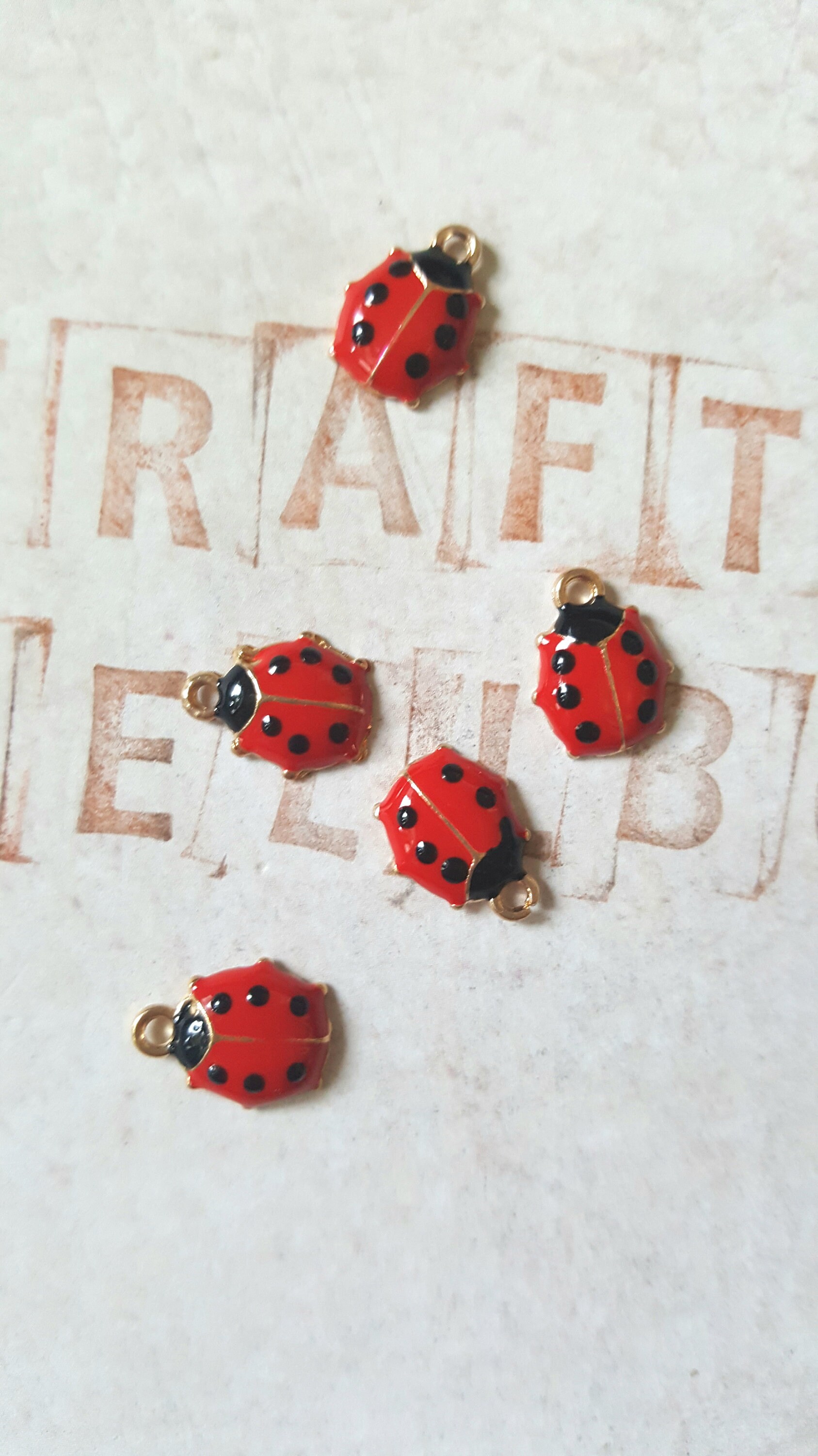 5 Enamel Ladybird Charms Craft & Jewellery Making Supplies - Etsy UK