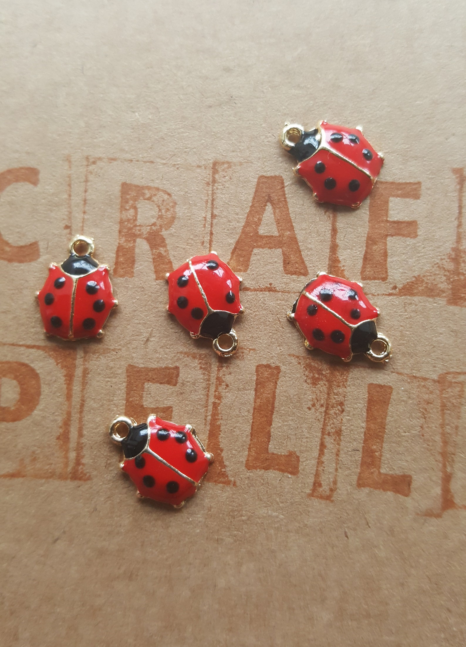 5 enamel Ladybird charms Craft & Jewellery making supplies | Etsy