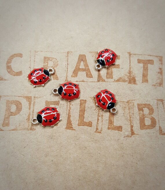 5 Enamel Ladybird Charms Craft & Jewellery Making Supplies | Etsy